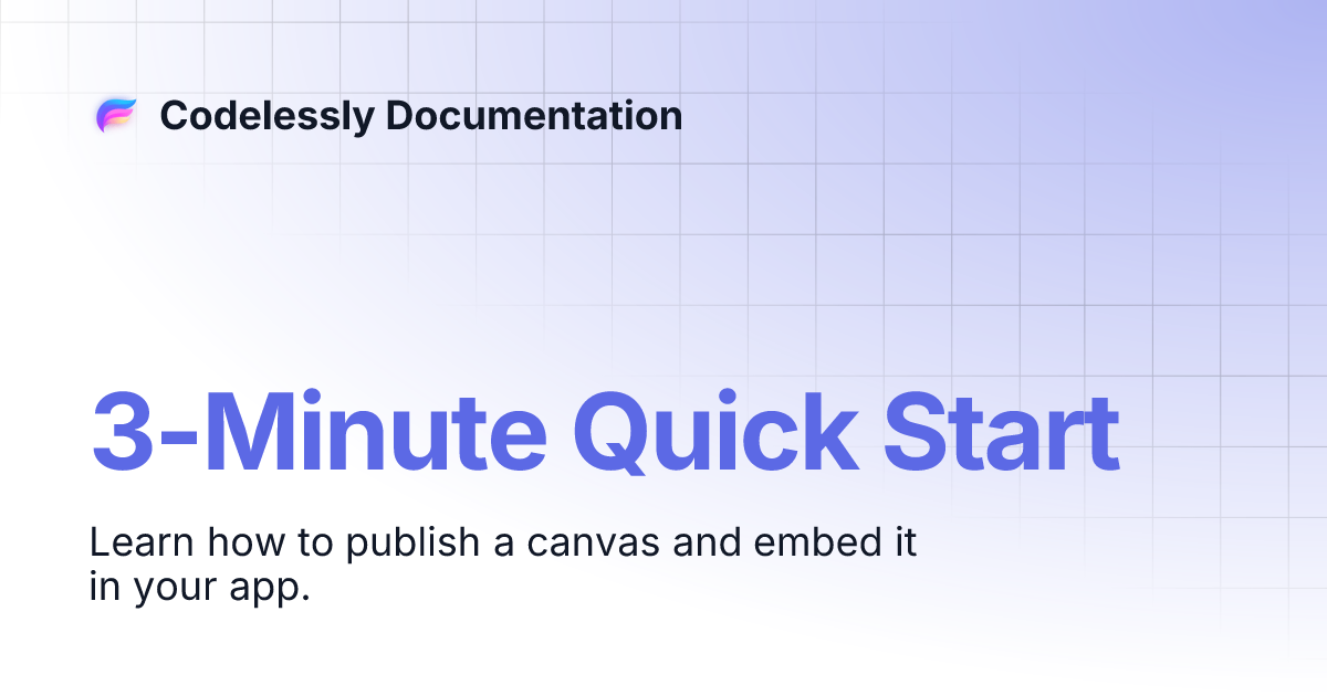 3-Minute Quick Start | Codelessly Documentation